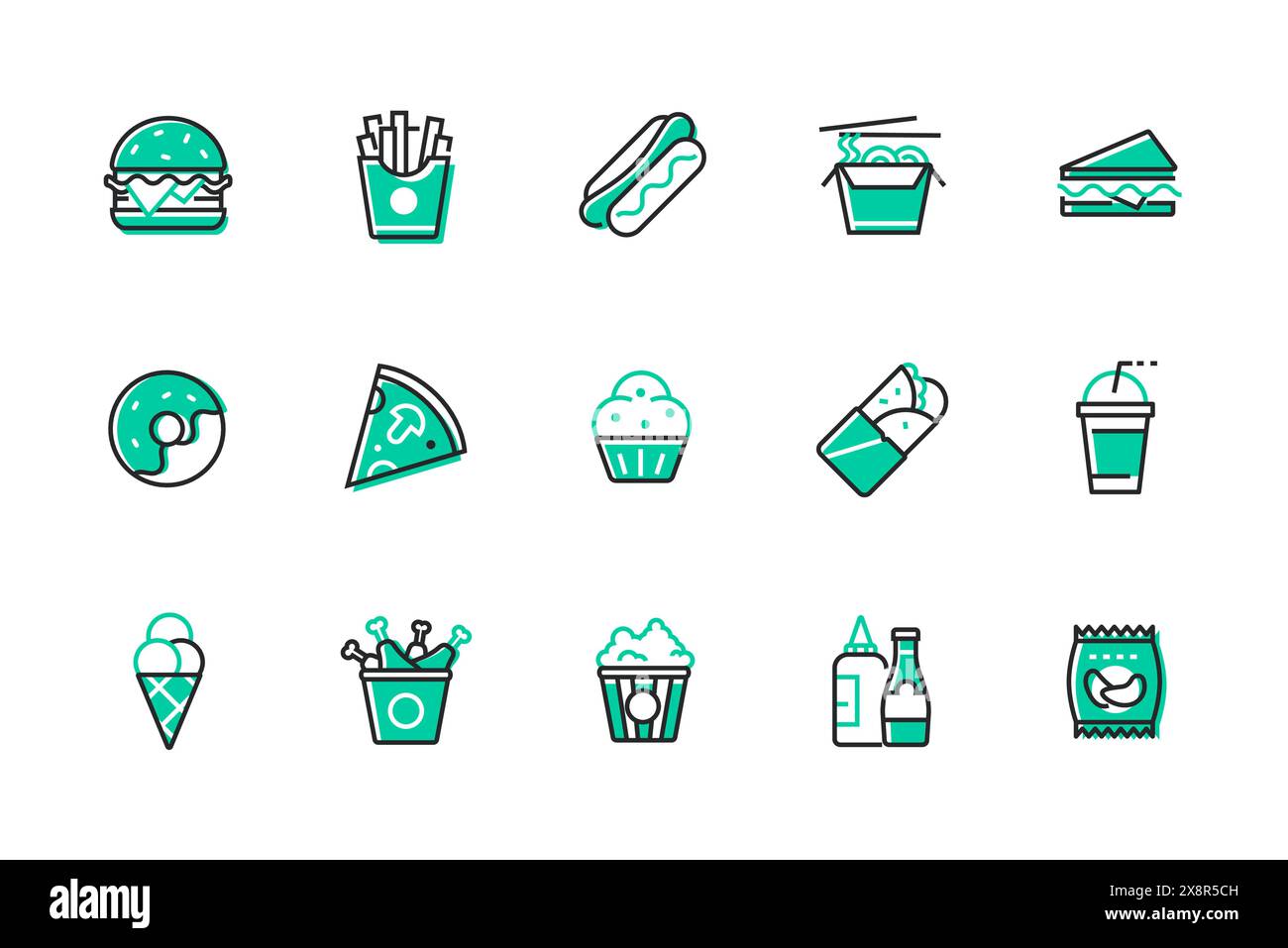 Food to go - set of line design style icons Stock Vector Image & Art ...
