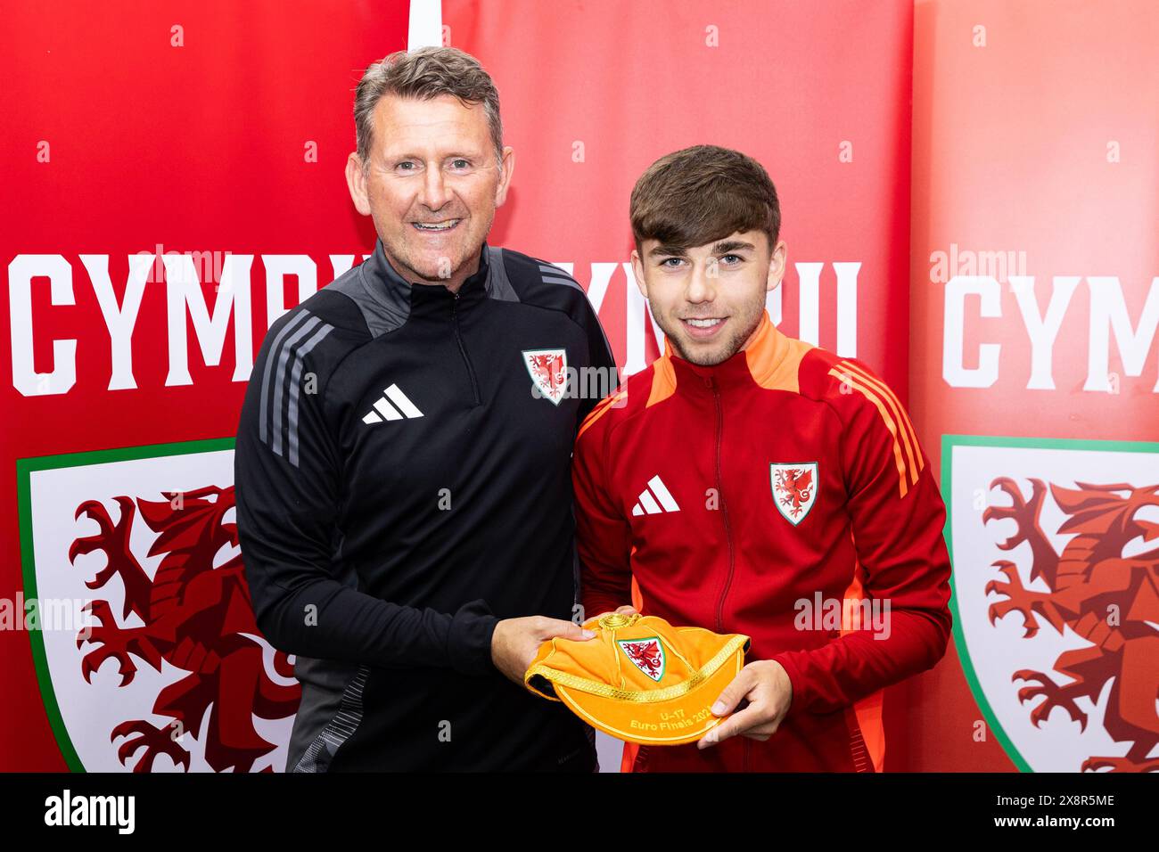 ACHNAS, CYPRUS - 26TH MAY 2024: Jake Davies cap presentation. Cymru u17 ...