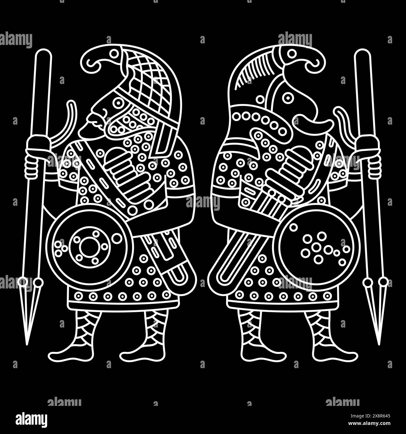 Viking design. Design of Old Norse warriors drawn in Celtic ...