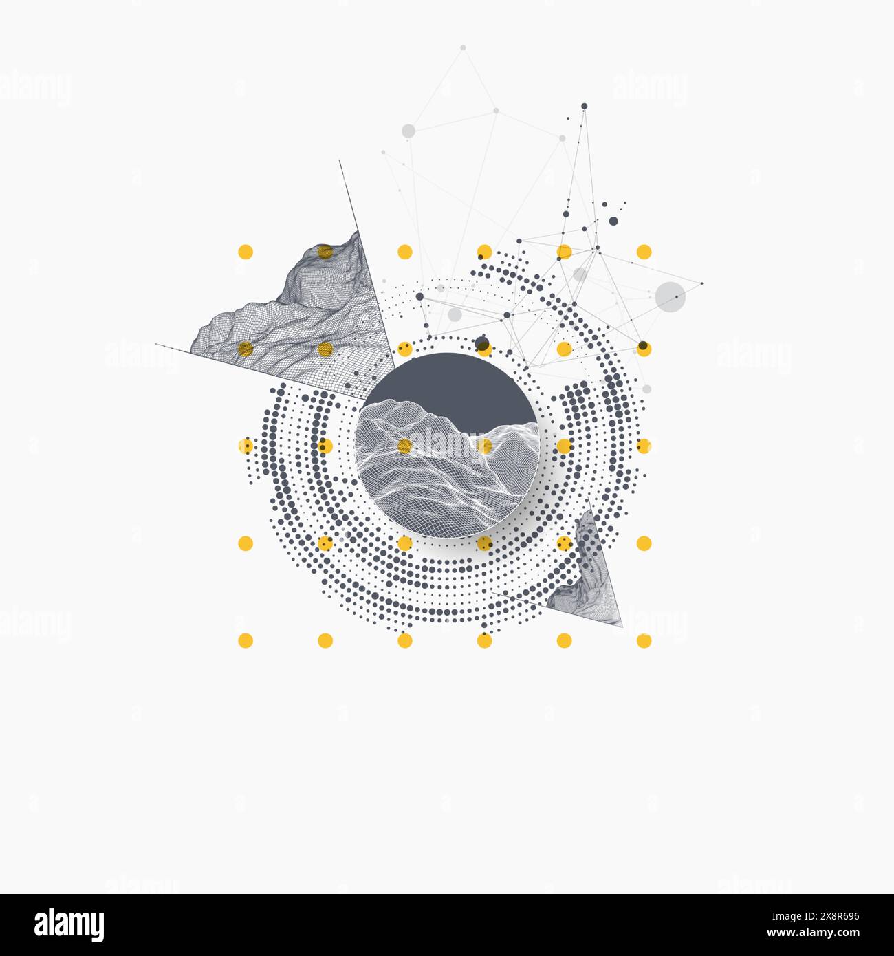 Trendy abstract wireframe background. Modern science or technology art elements. Surface ...