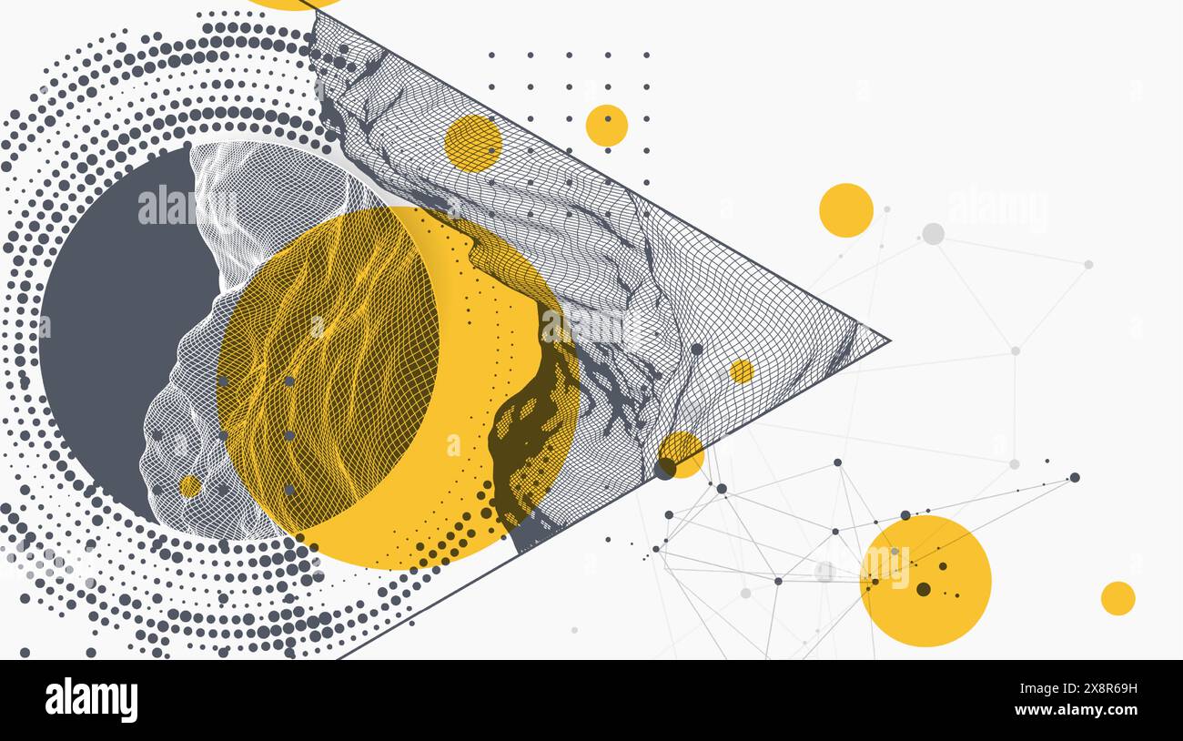 Trendy abstract wireframe background. Modern science or technology art elements. Surface ...