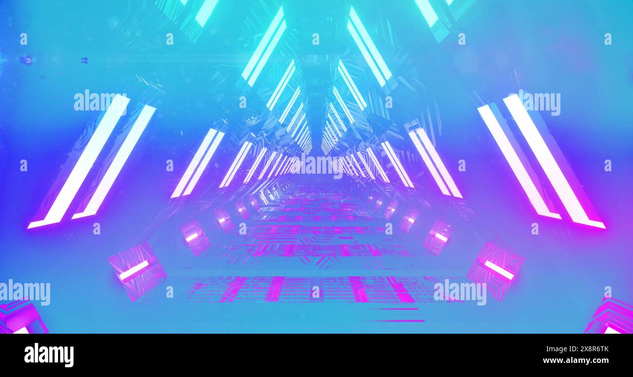 Image of blue neon tunnel pattern on blue background Stock Photo - Alamy