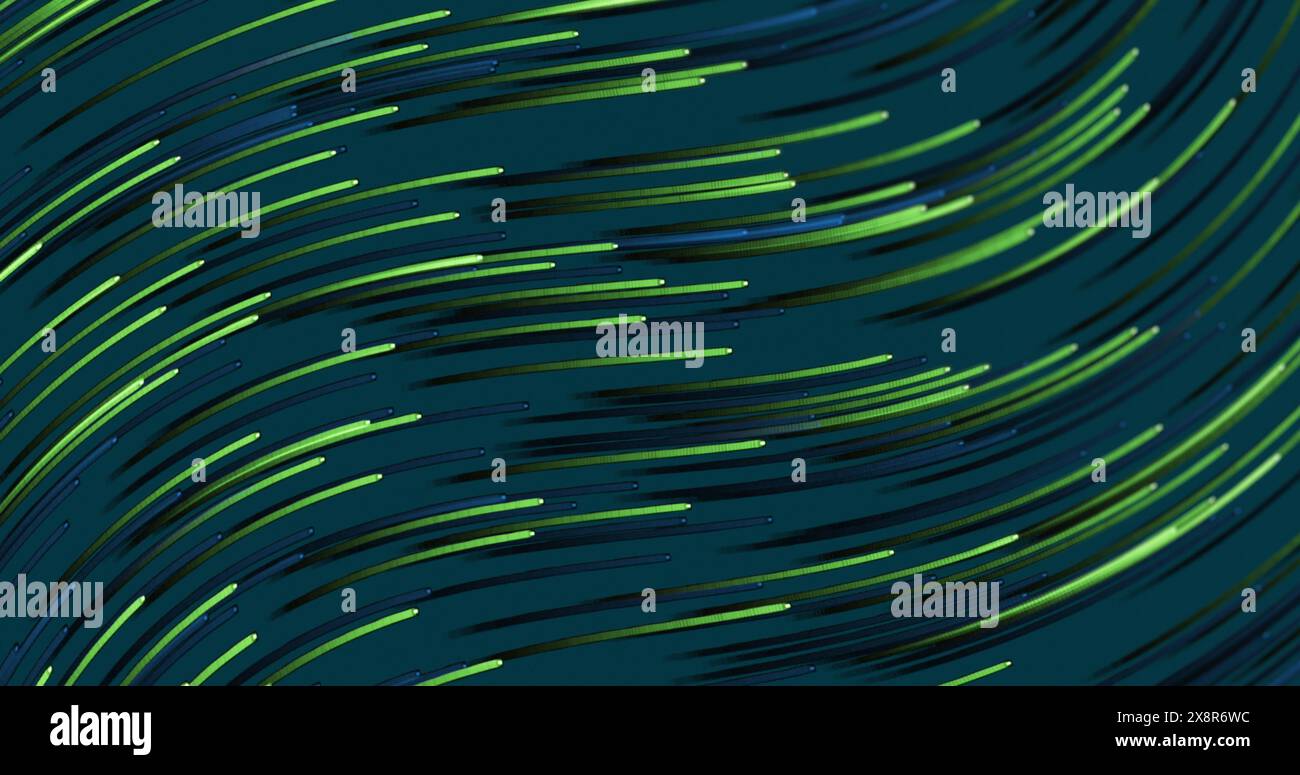 Image of green light trails over blue background Stock Photo - Alamy