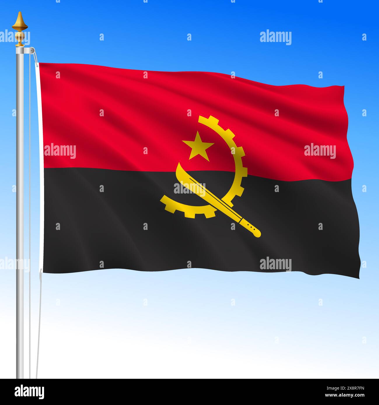 Angola, official national waving flag, african country, vector illustration Stock Vector Image ...