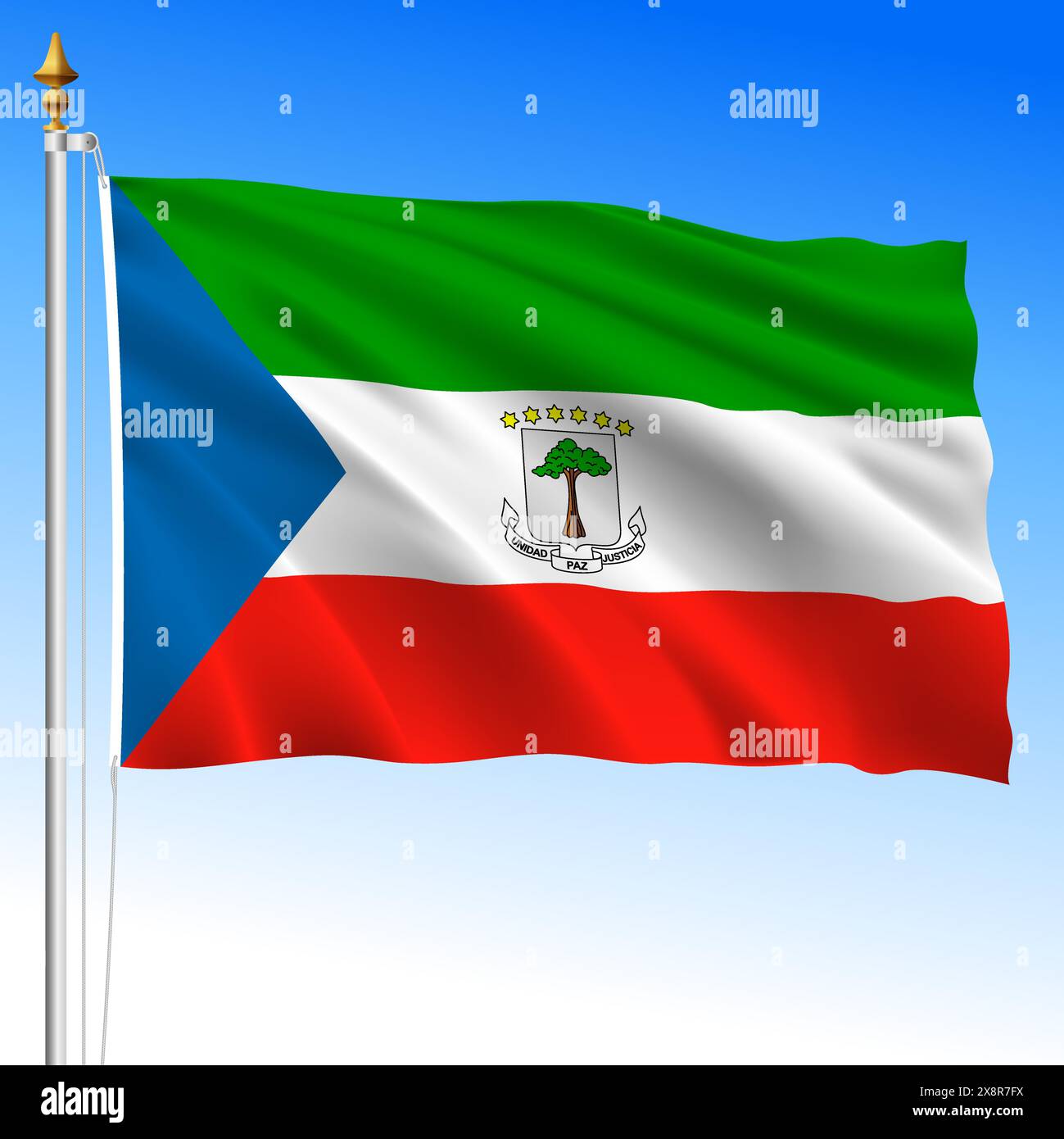 Equatorial Guinea, official national waving flag, african country, vector illustration Stock ...