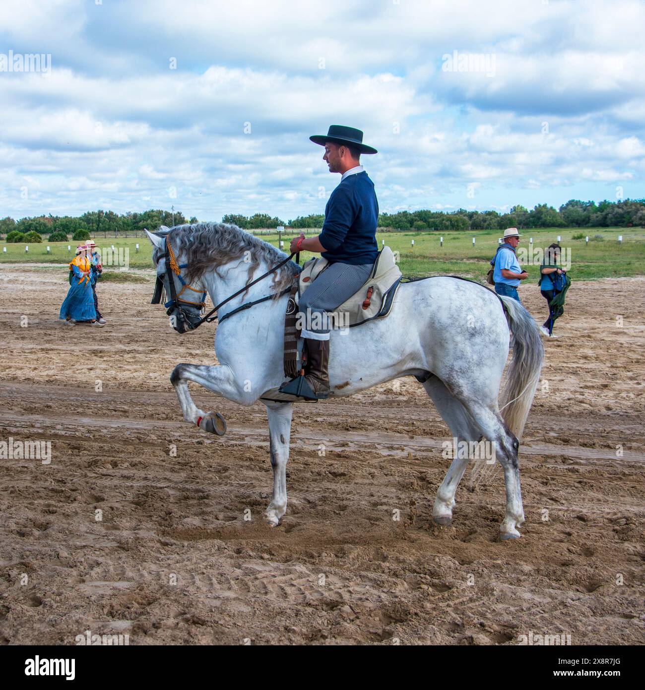 05/16/2024. Almonte, Huelva, Spain. Group of pilgrims on horseback ...