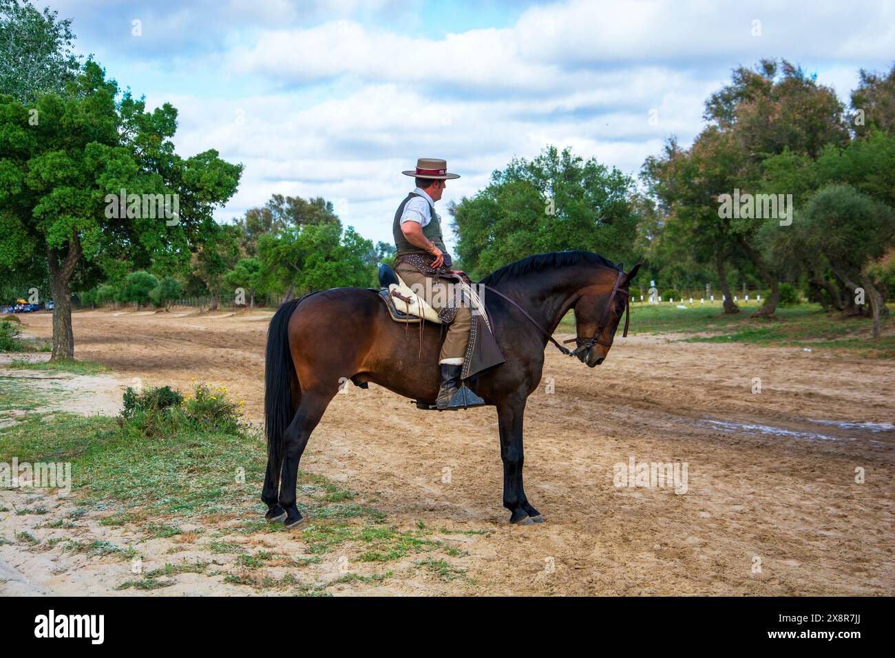 05/16/2024. Almonte, Huelva, Spain. Group of pilgrims on horseback ...