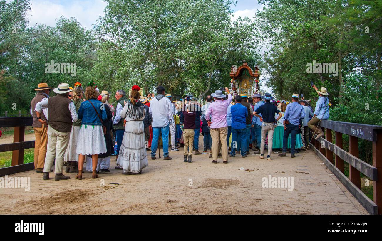 Group of pilgrims praying on the famous Ajoli bridge, entry point to ...