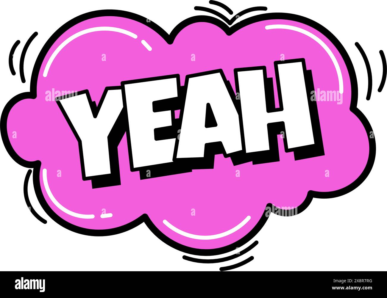 Pow comic bubble. Sound dialogue speech bubbles with word - Yeah. Pop art expression in bright ...