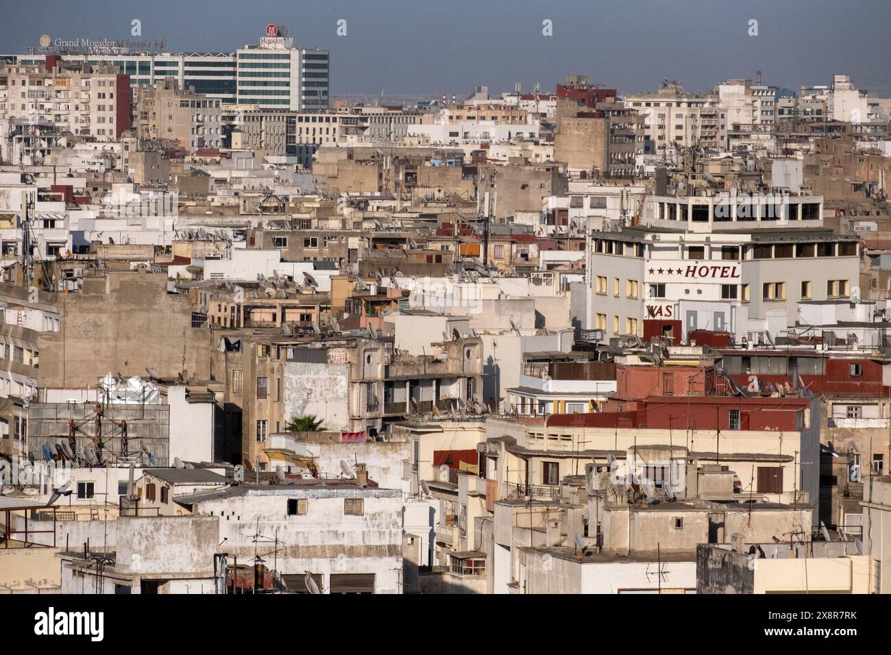 Dense and polluted urban landscape in Casablanca, Morocco on October 7 ...