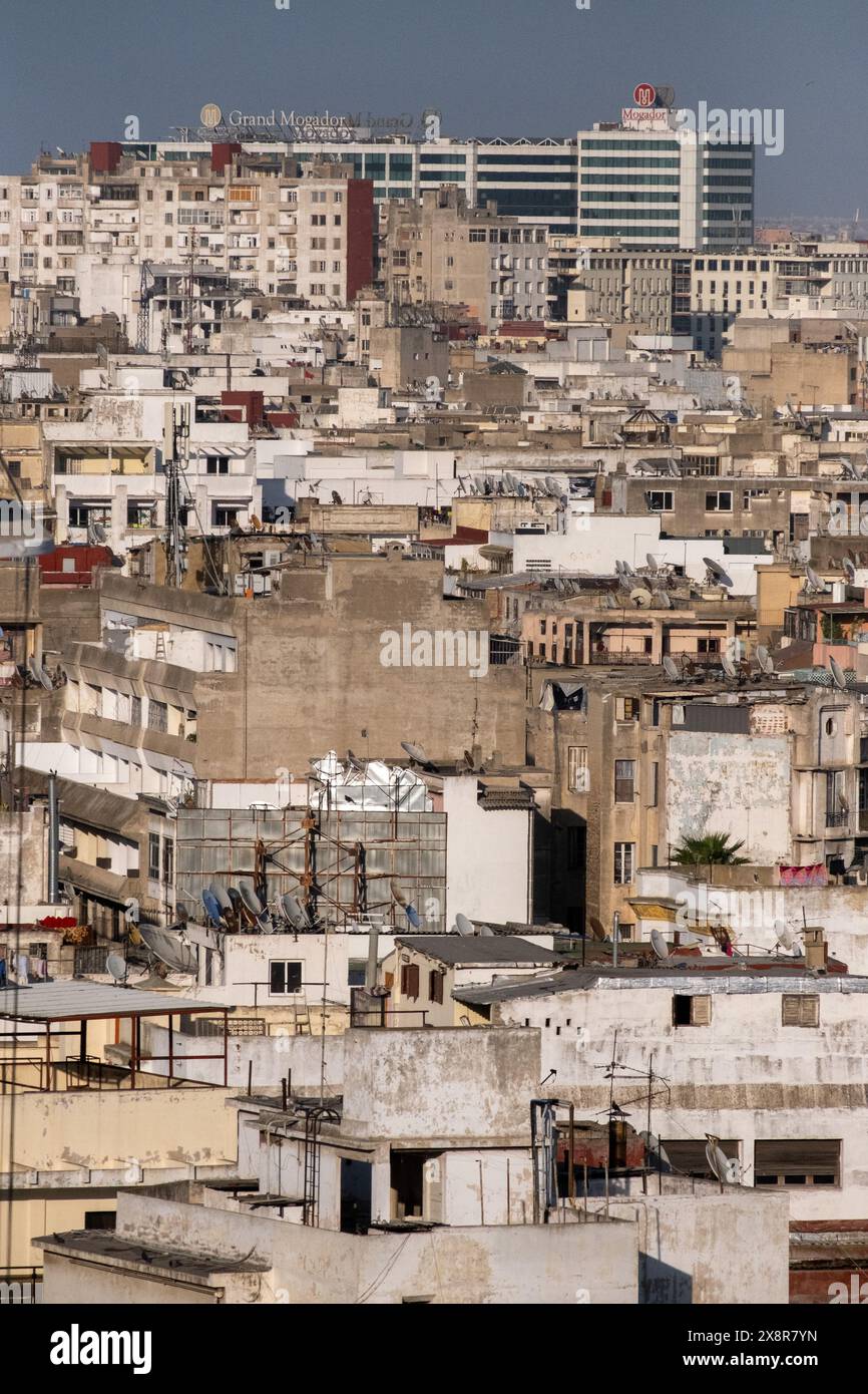 Dense and polluted urban landscape in Casablanca, Morocco on October 7 ...