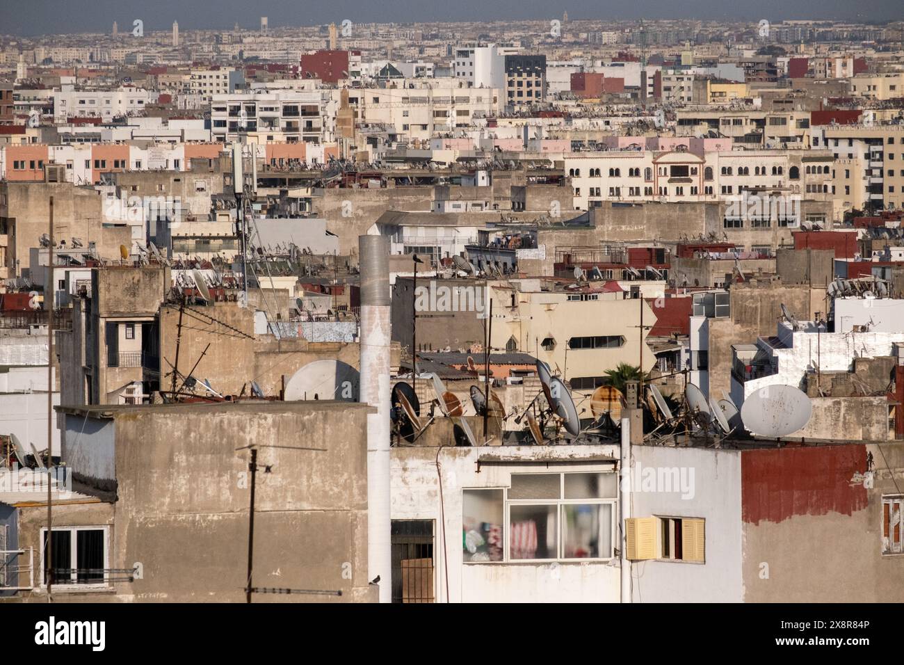 Dense and polluted urban landscape in Casablanca, Morocco on October 7 ...