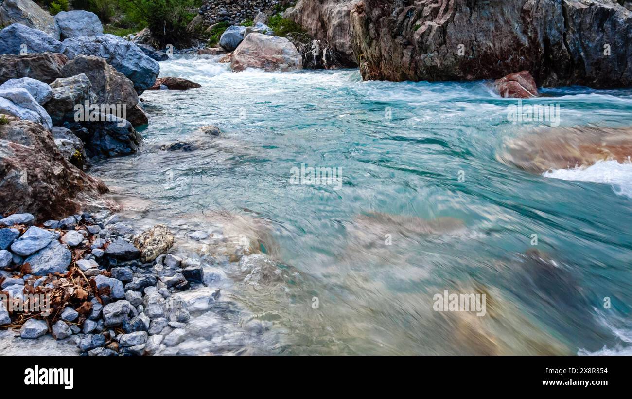 colorful riverside Theth Albania Stock Photo - Alamy