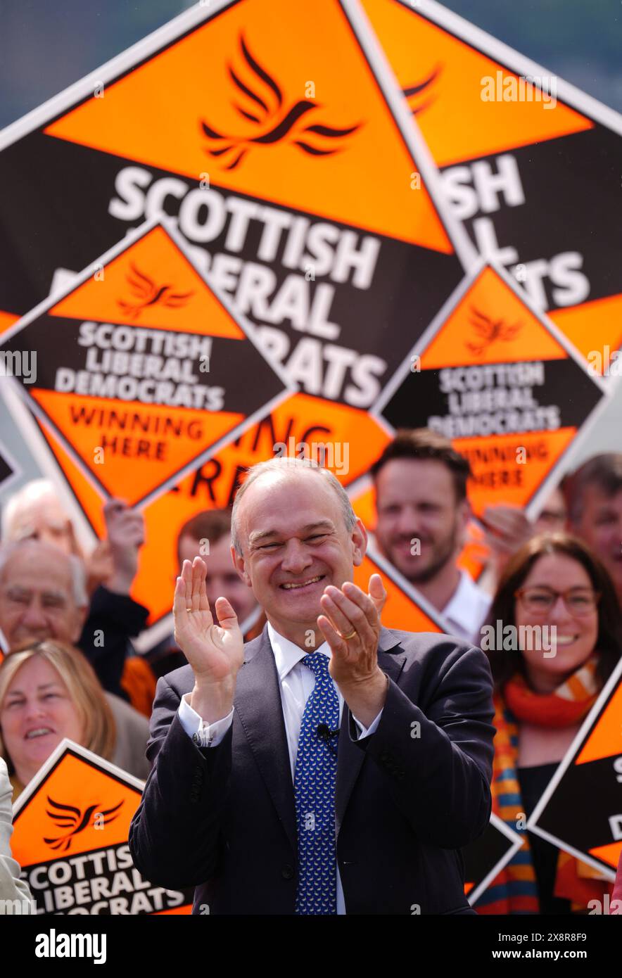 Liberal Democrat leader Sir Ed Davey with activists during their party ...