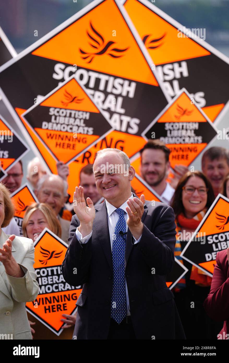 Liberal Democrat leader Sir Ed Davey with activists during their party ...