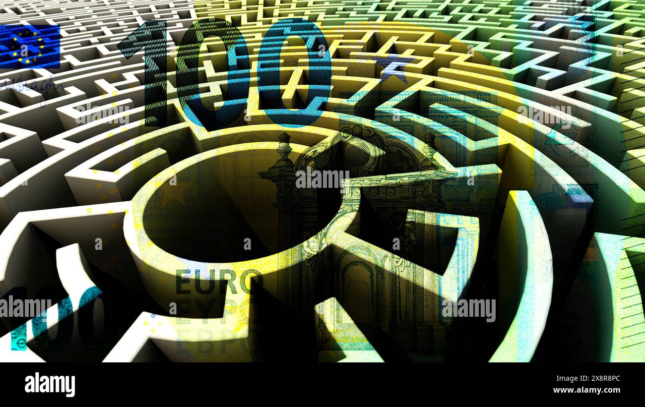 Money maze with euro banknotes Stock Photo - Alamy
