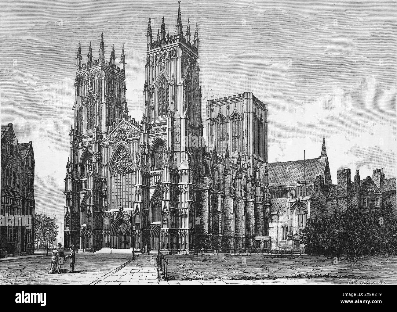 York Minster, late 19th century. Black and White Illustration from Our ...