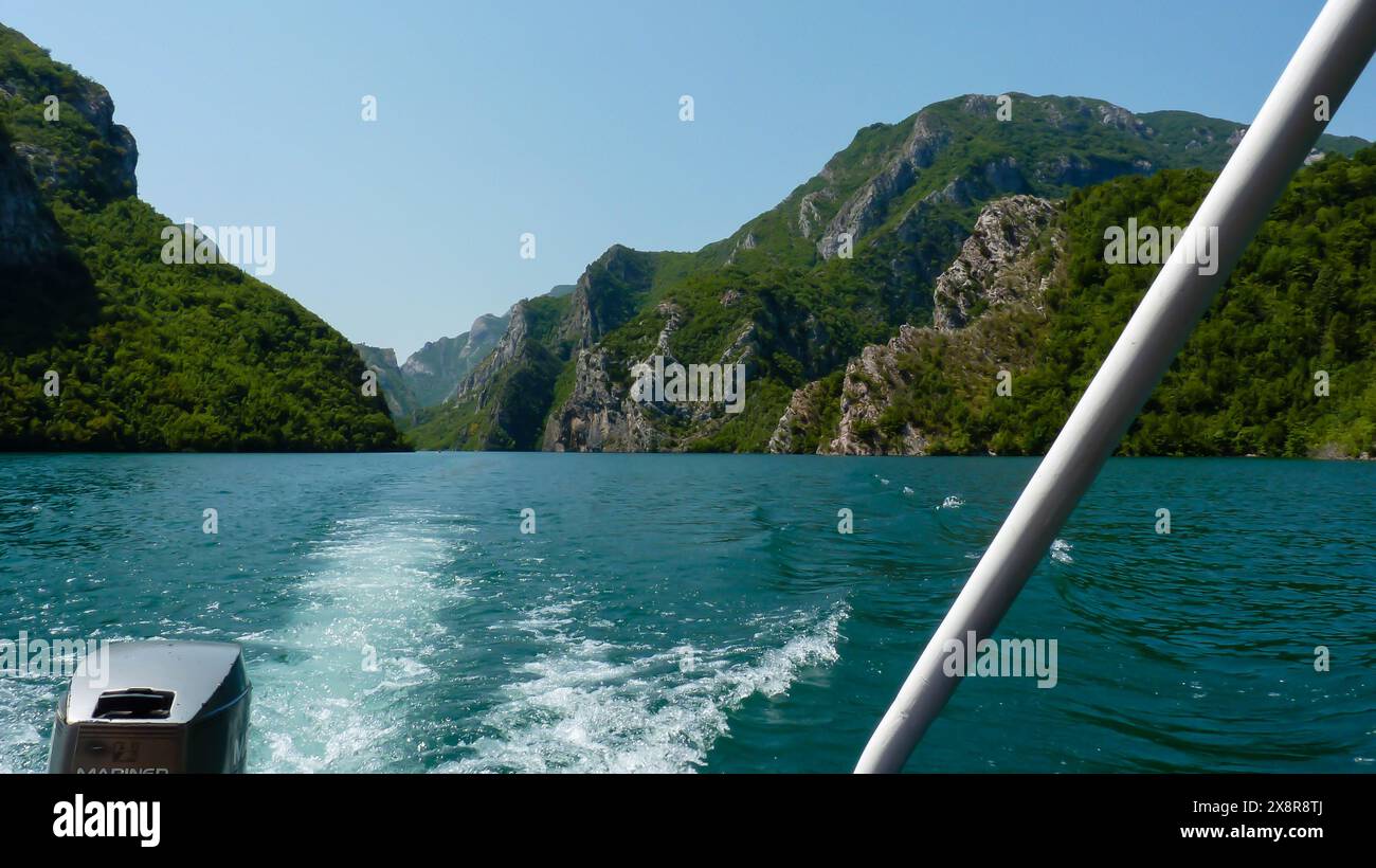Boat travel Koman lake Albania Stock Photo - Alamy