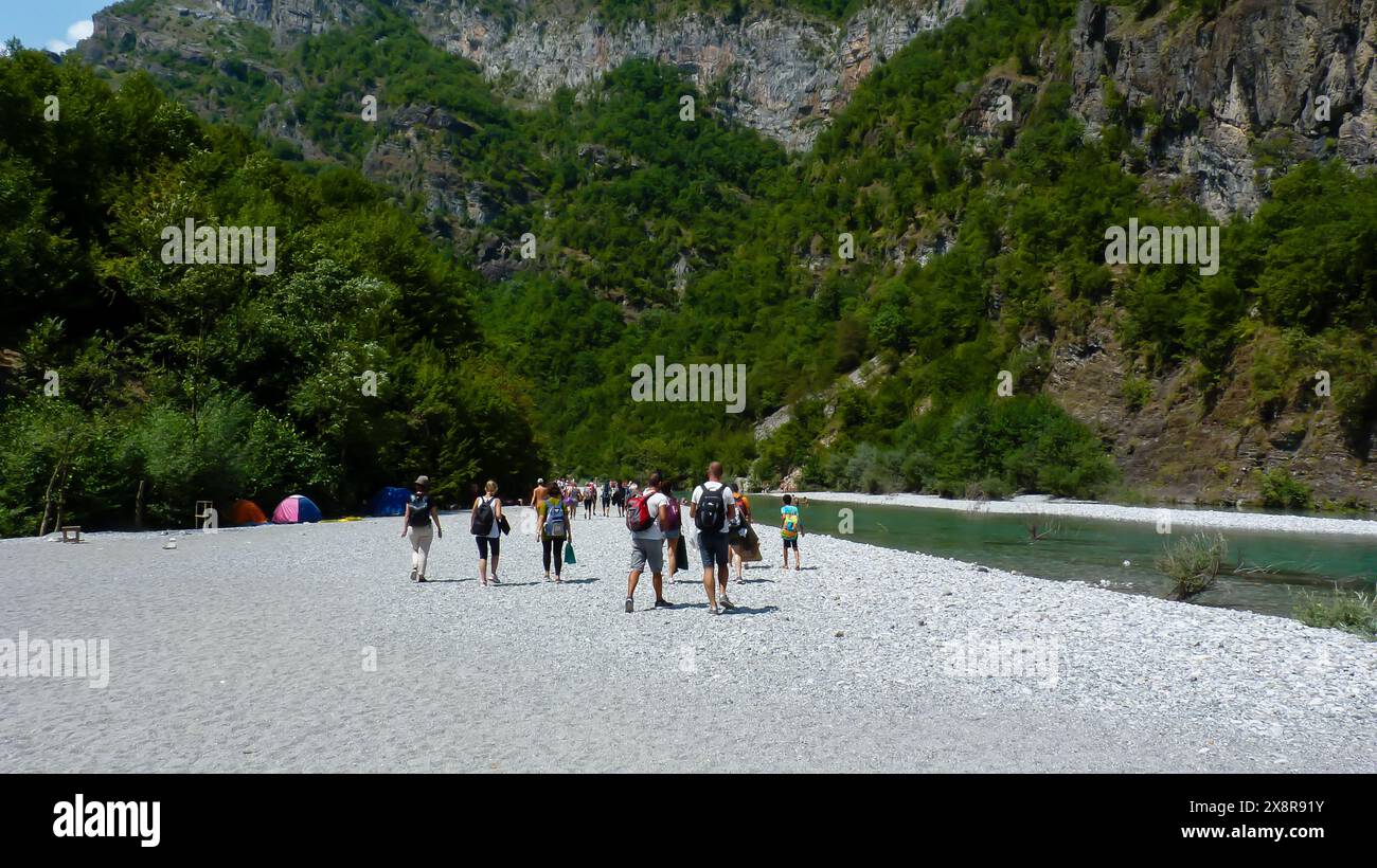People walking on valley Shala river Albanaia Stock Photo - Alamy