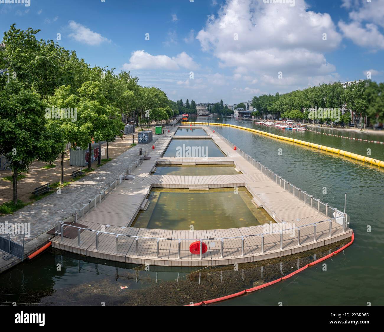 Paris, France - 05 25 2024: View of Bassin de la Villette and the ...