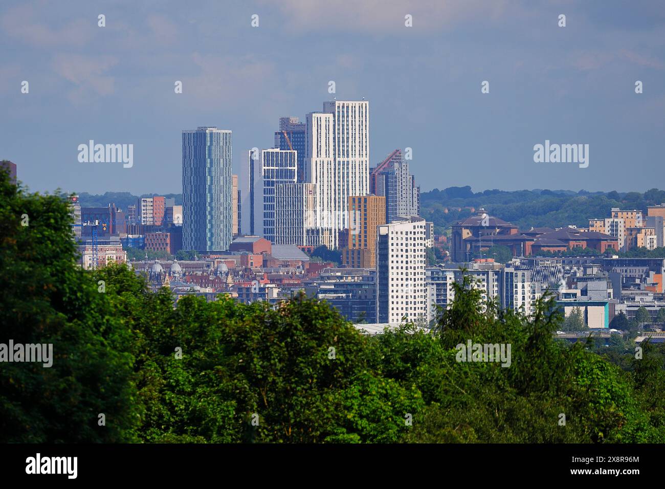 A view of the tall buildings of the Arena Quarter in Leeds City Centre ...