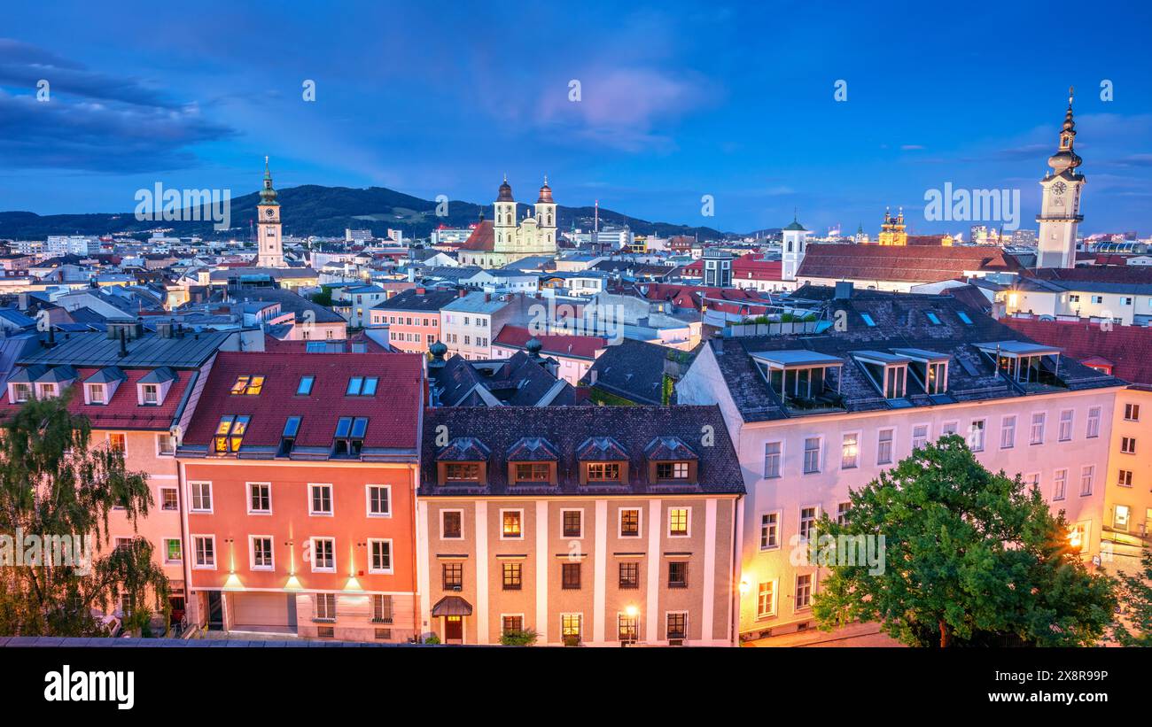 Linz, Austria. Aerial cityscape image of downtown Linz, Austria during ...