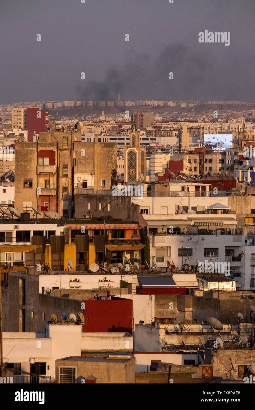 Dense and polluted urban landscape in Casablanca, Morocco on October 7 ...