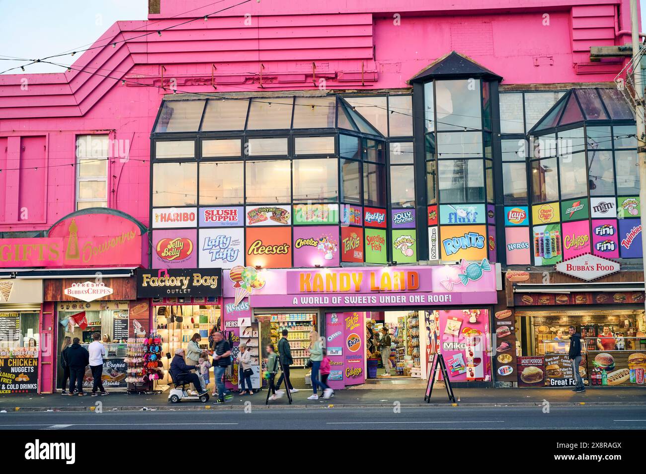 Sweets and candy store in large pink building on Blackpool Promenade ...