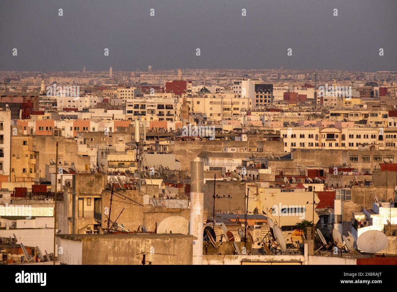 Dense and polluted urban landscape in Casablanca, Morocco on October 7 ...