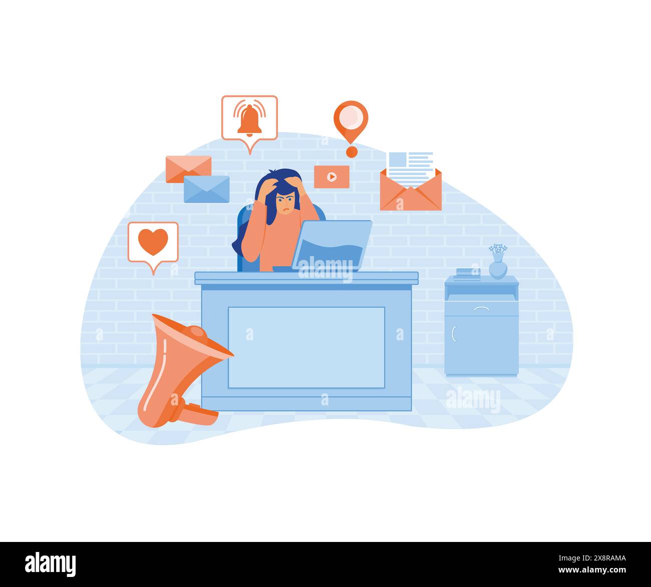 Digital overload concept. Overcome overload, employee psychological ...