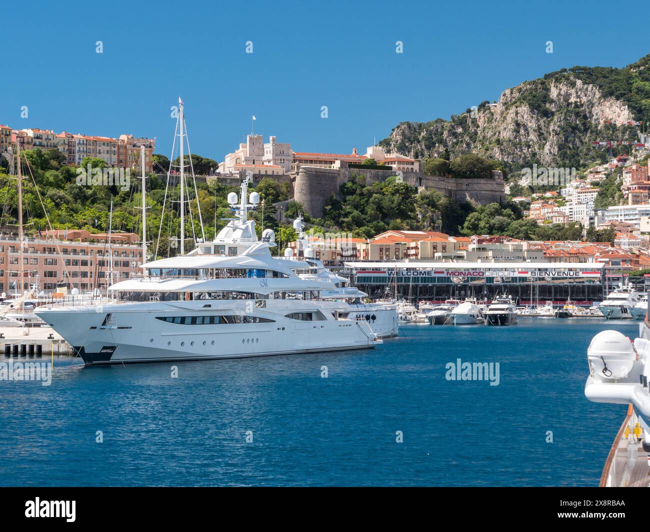 Luxury yacht moored at Monte Carlo, Monaco harbour, port Hurcule, South ...