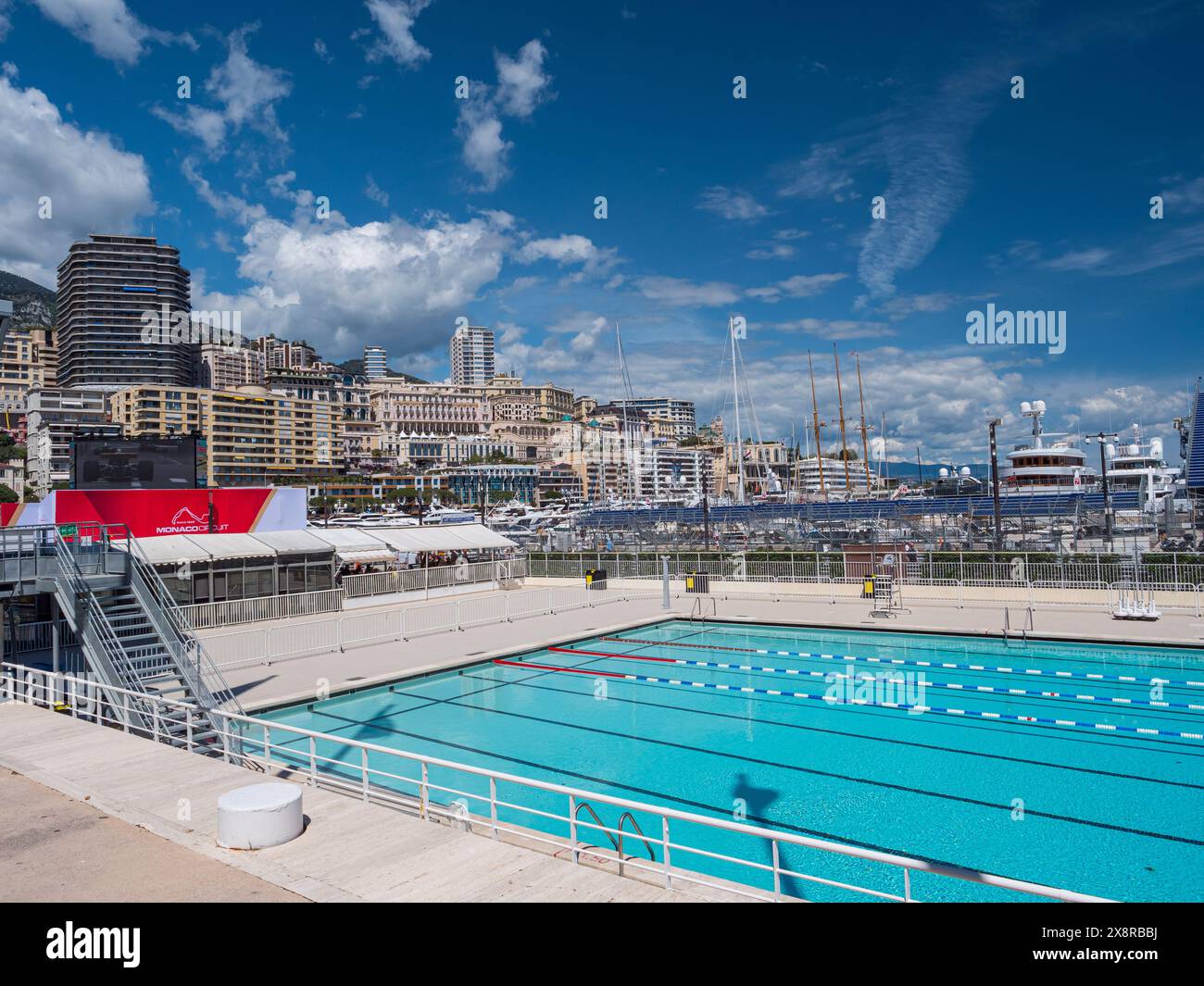 The swimming pool beside the Monte Carlo racing circuit during the ...