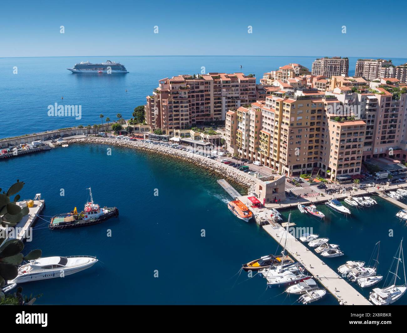 Cruise ship off Monte Carlo, Monaco marina at, port de Fontvieille ...