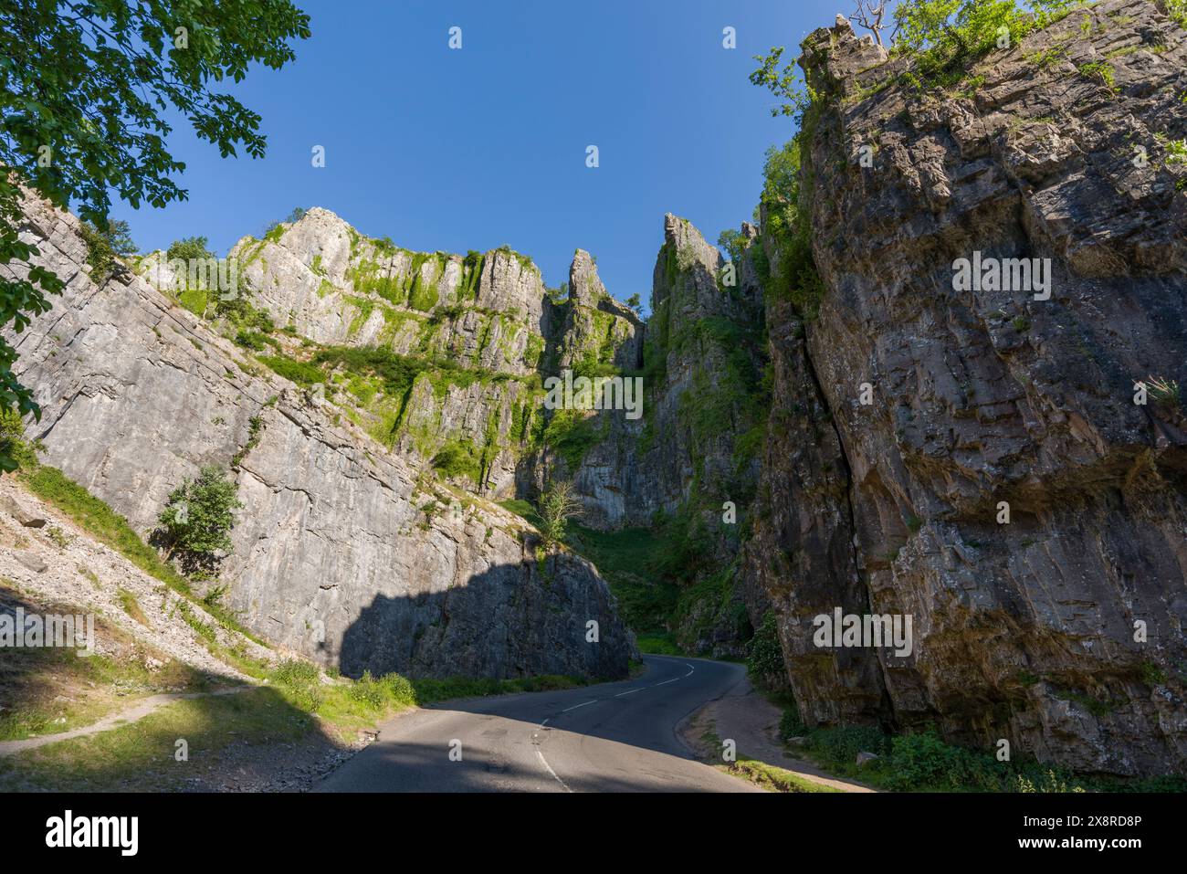 The limestone cliffs of Cheddar Gorge in the Mendip Hills National ...