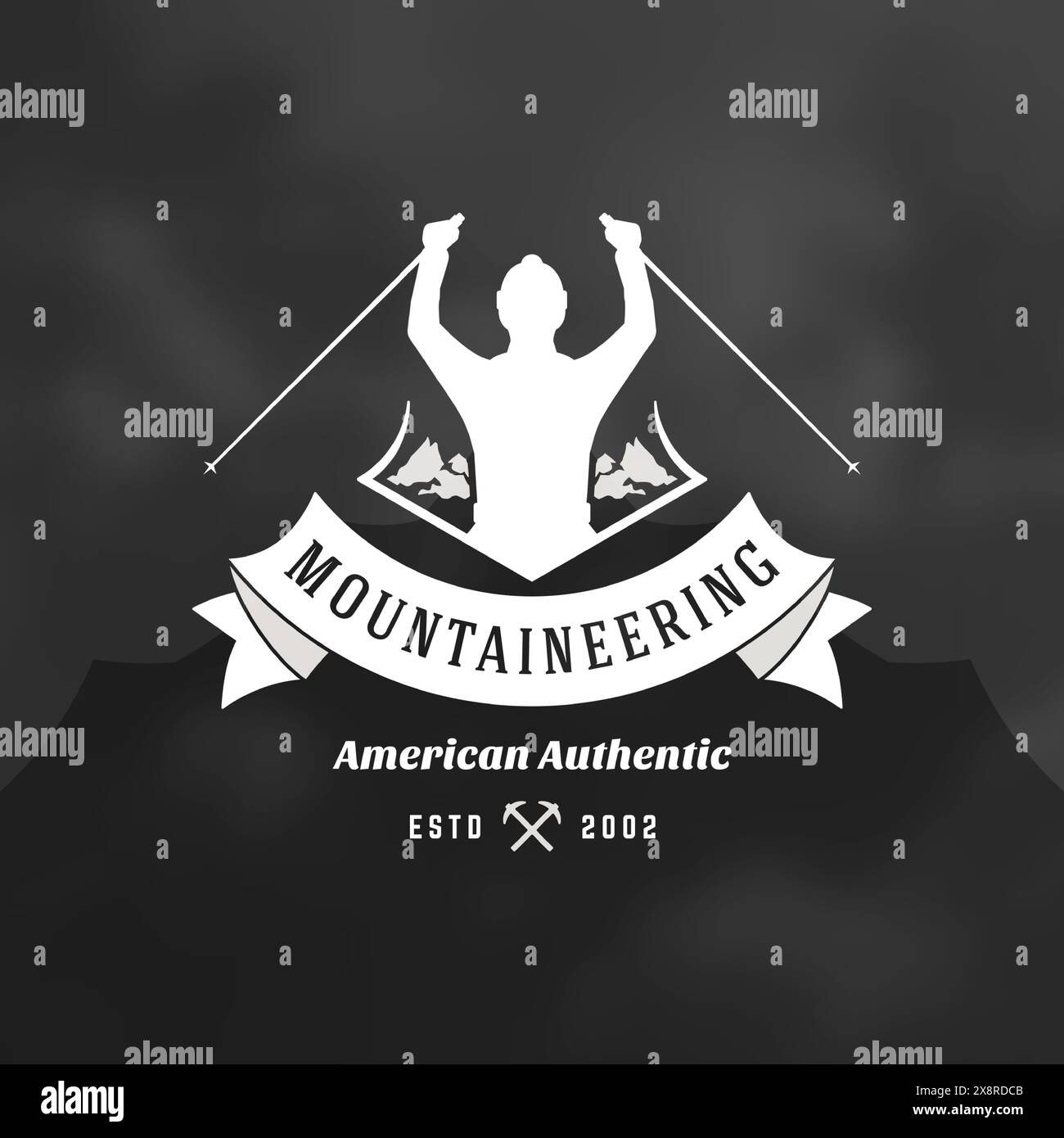 Climber logo design template vector illustration. Hiker man silhouette ...