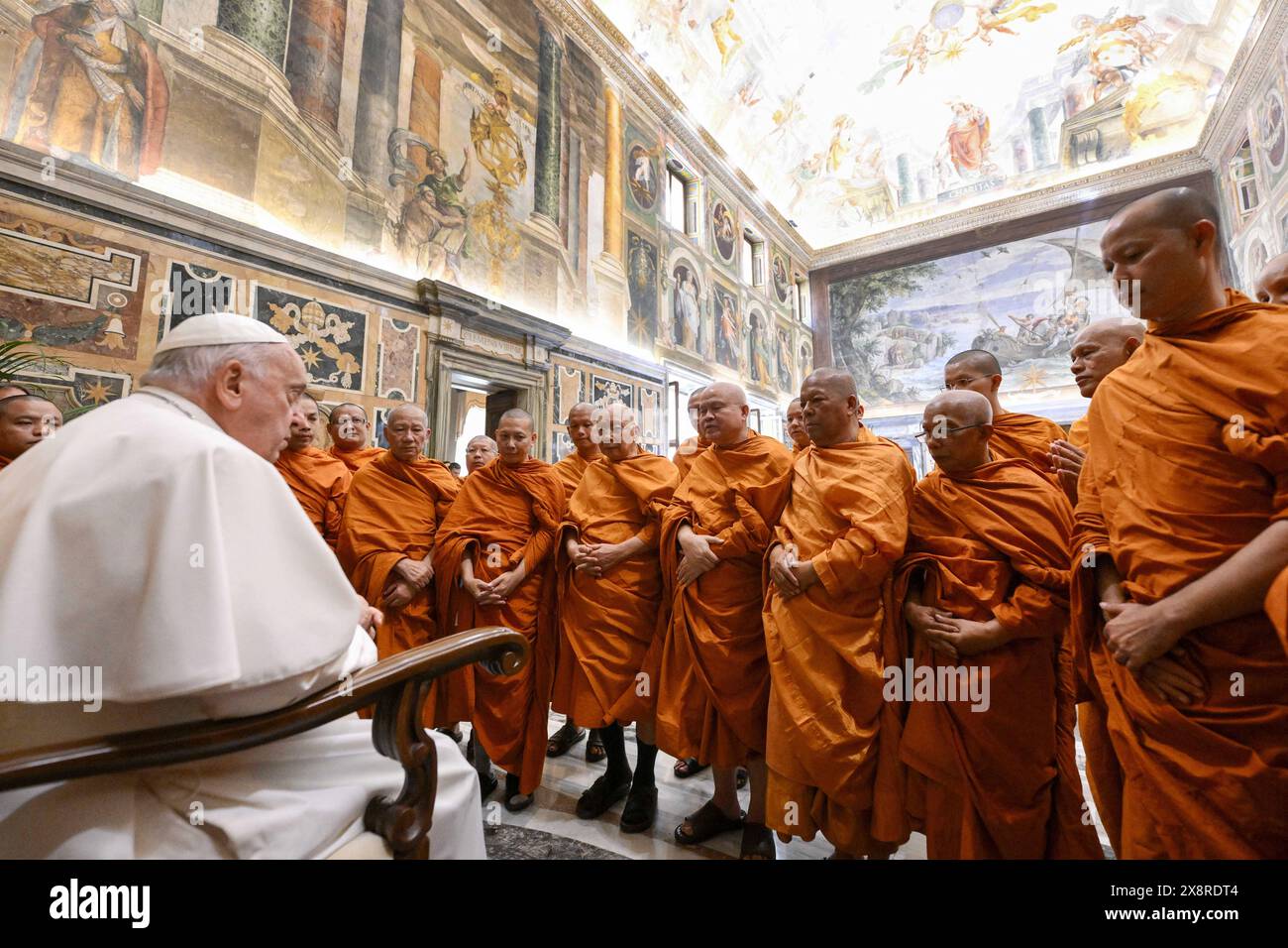 Vatican. 27th May, 2024. Pope Francis receives a delegation of Buddhist ...