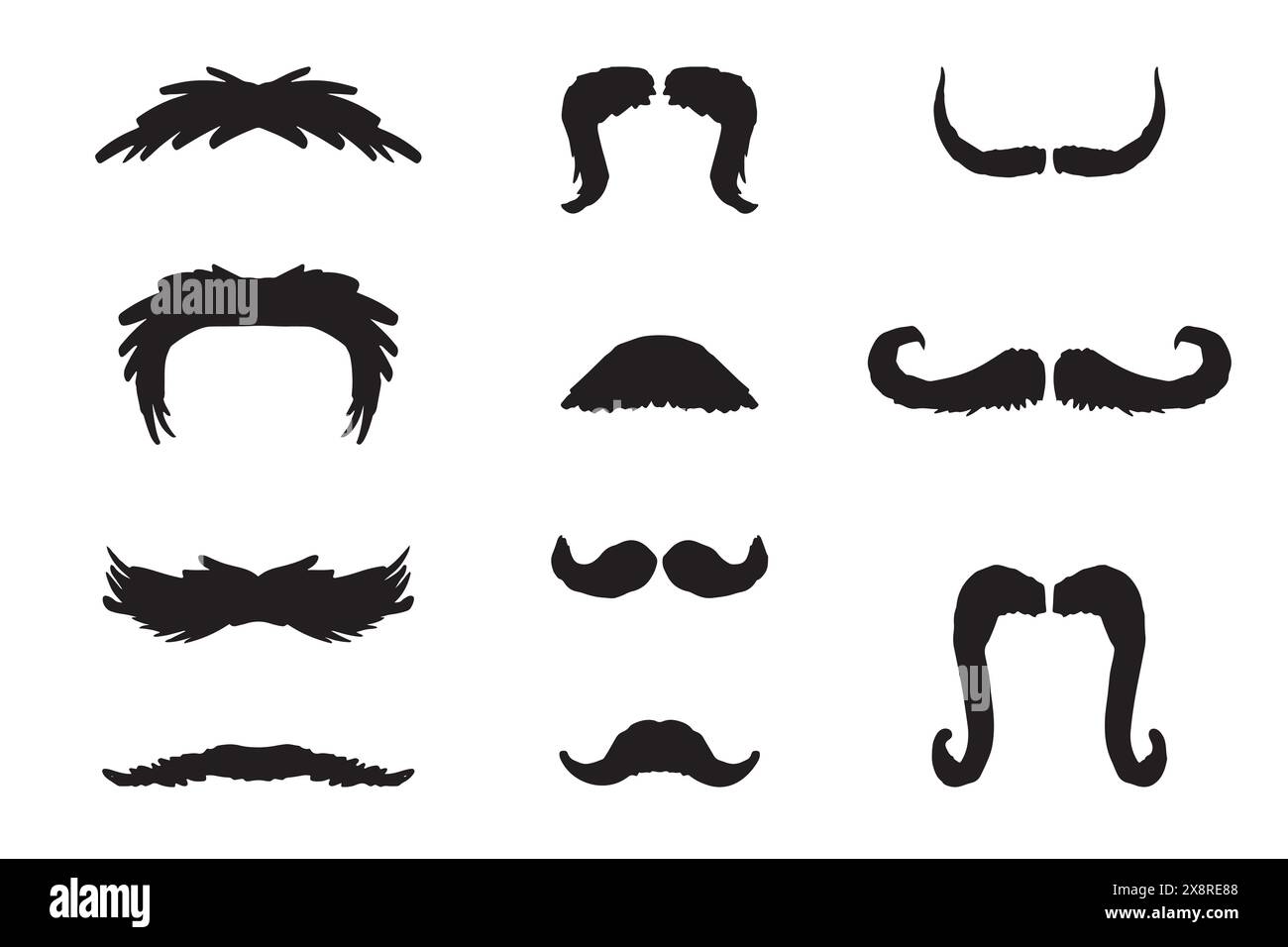 Set of mustache on a white background. Vintage mustache silhouette ...