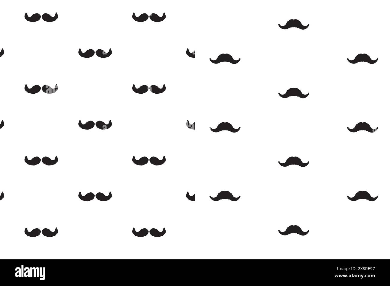 Mustache pattern set on white background, barber print vector graphics ...