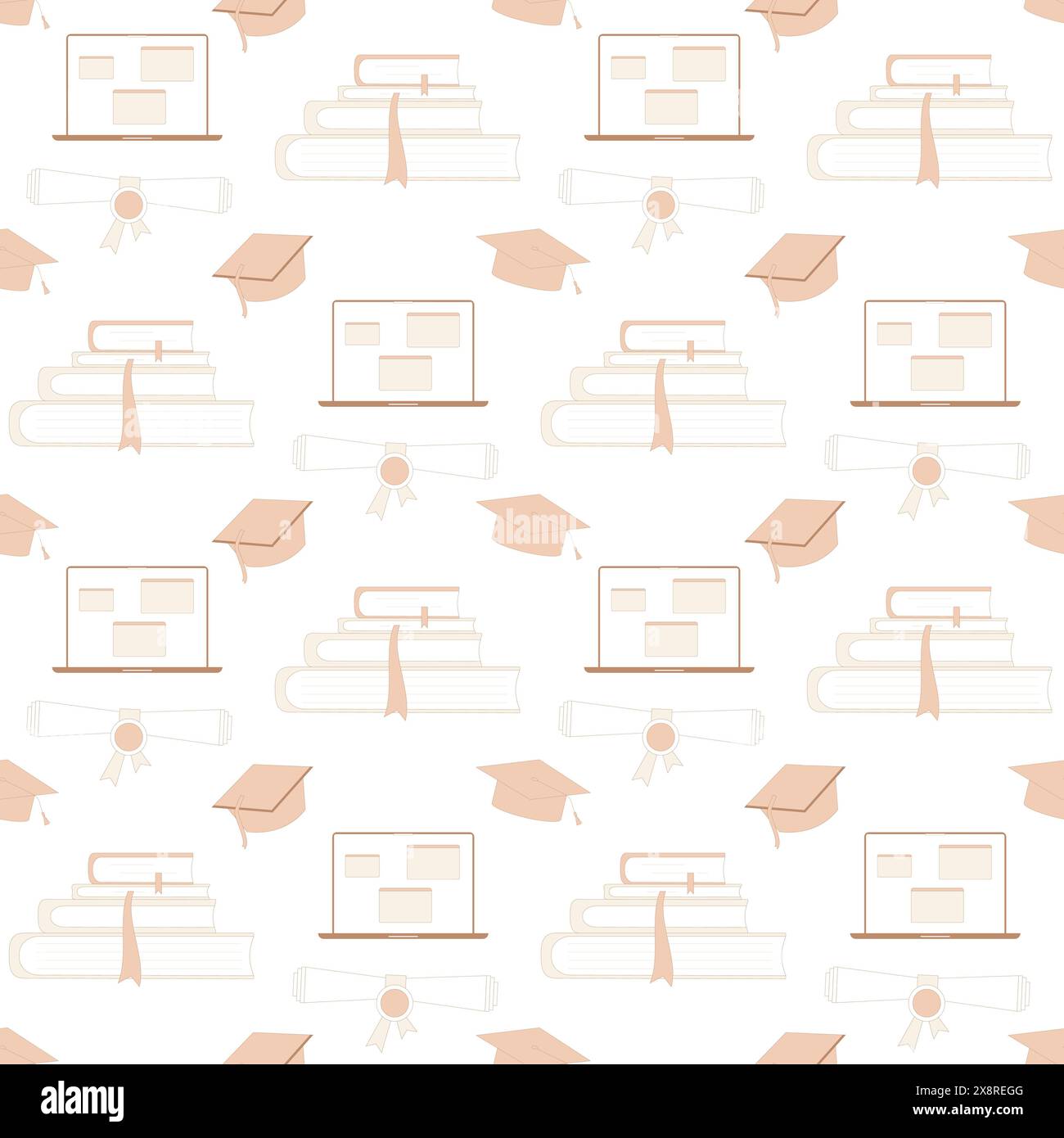 Seamless pattern with graduation caps, diplomas, and book stacks ...