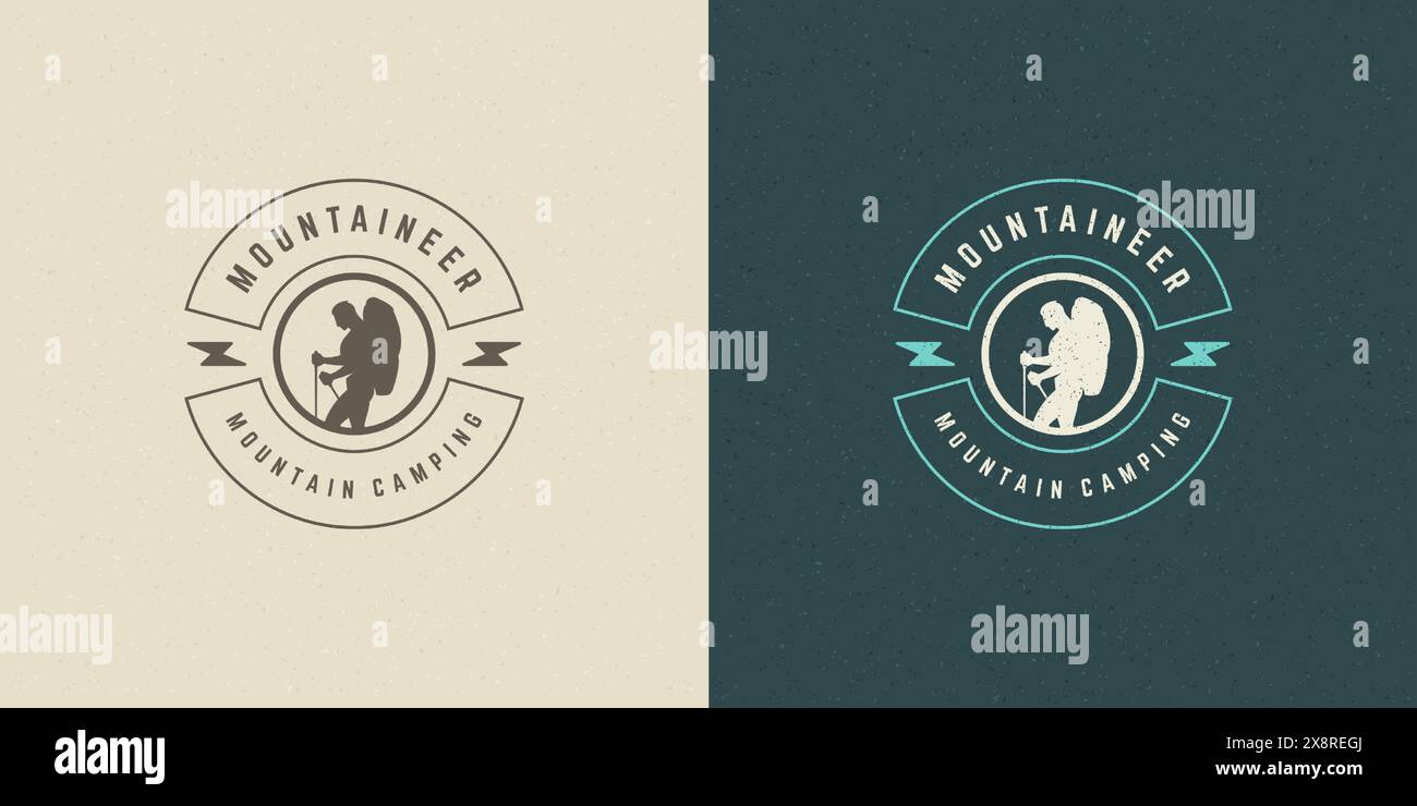Climber logo emblem outdoor adventure expedition vector illustration ...