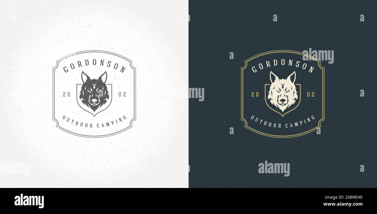 Wolf head logo emblem vector illustration silhouette for shirt or print ...