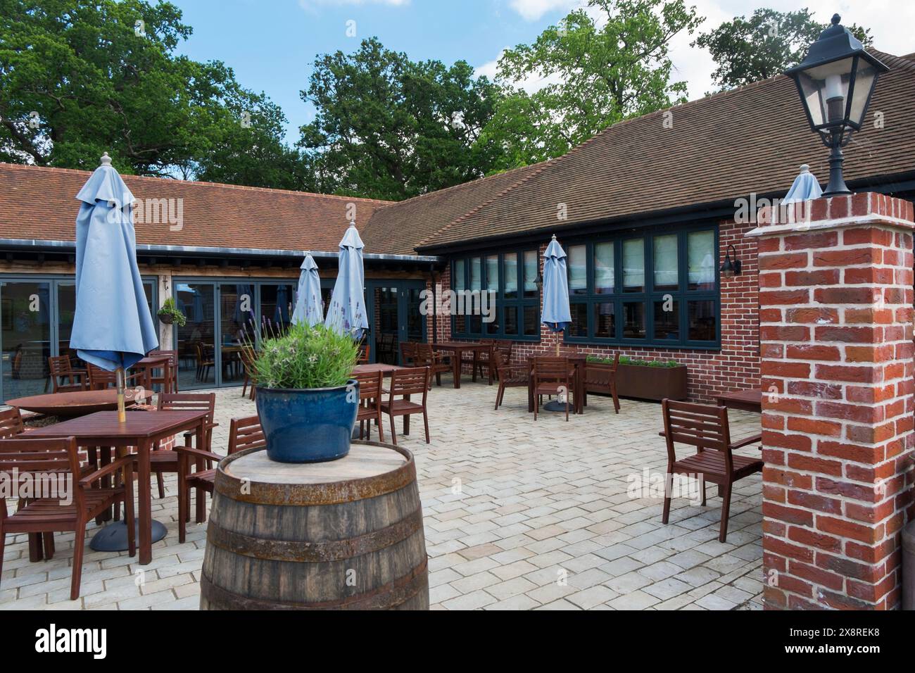 Outdoor seating area at Sky Park Farm is a deer farm with an adventure ...