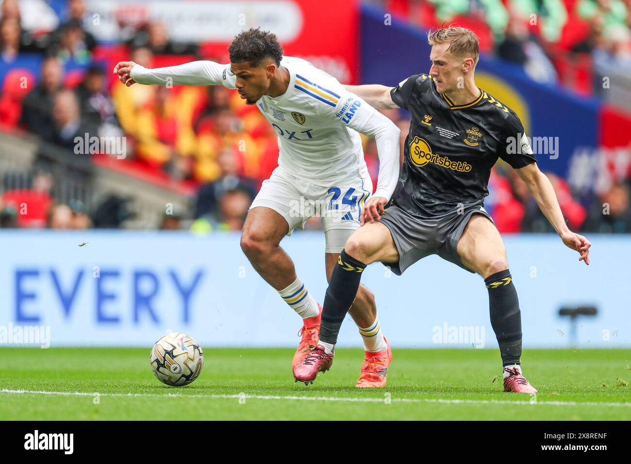 Leeds United forward Georginio Rutter (24) battles with Southampton ...