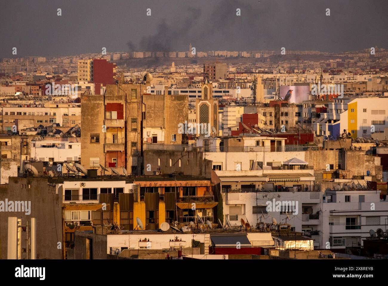 Dense and polluted urban landscape in Casablanca, Morocco on October 7 ...