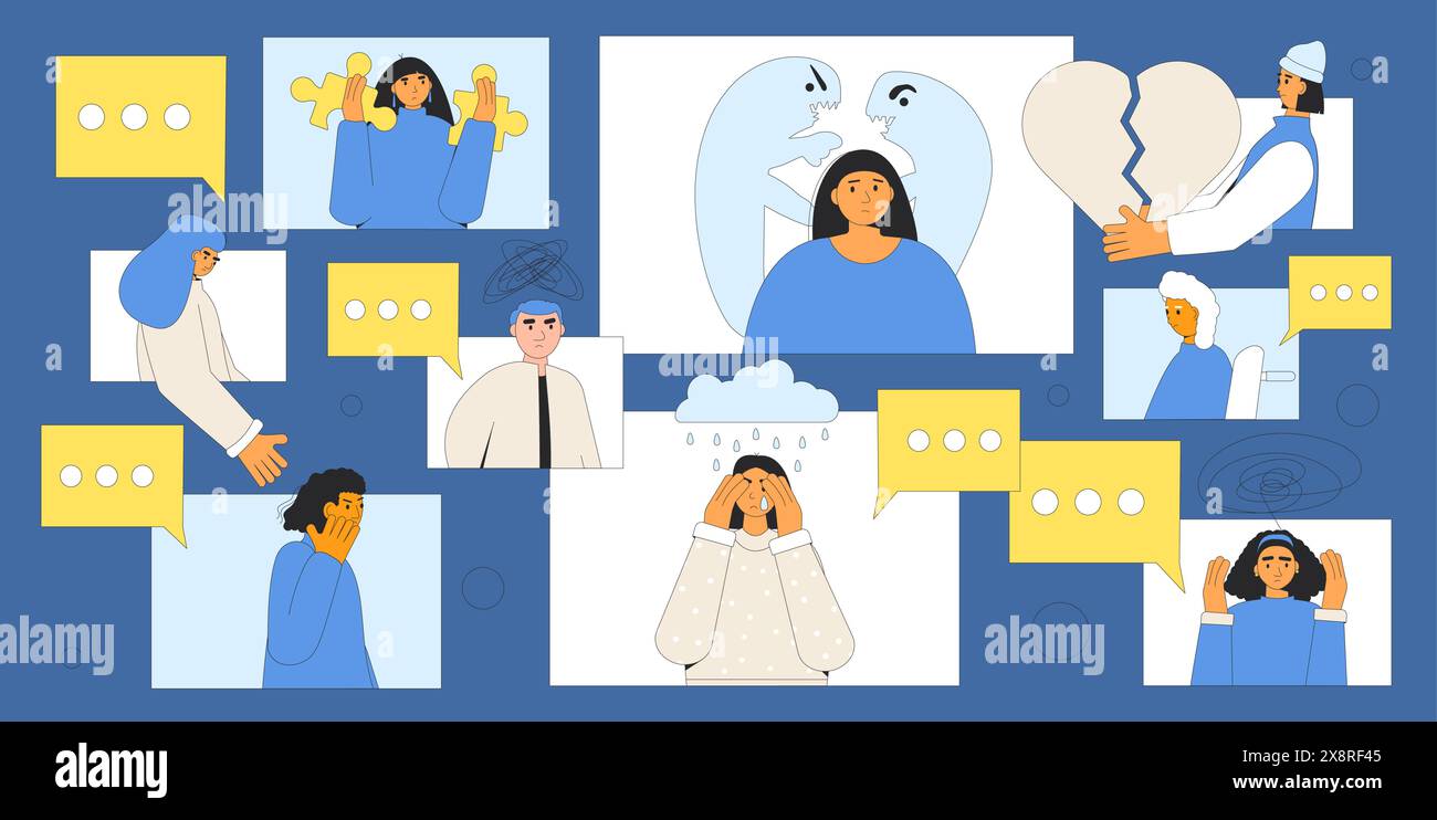 Neurodiversity concept. Mental disorder characters. Community group for ...