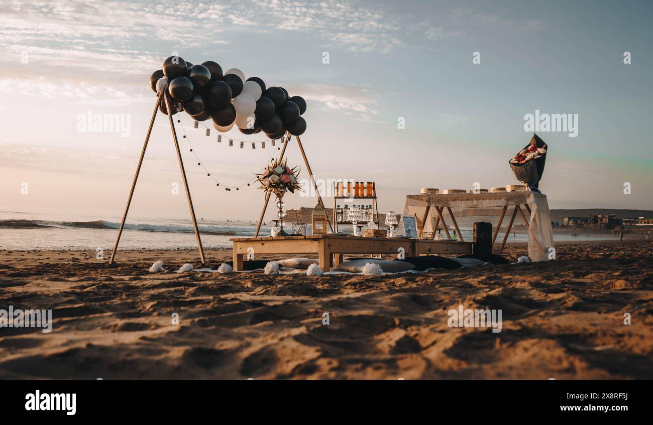 Birthday celebration ceremony on the beach at Tamraght agadir, Morocco ...