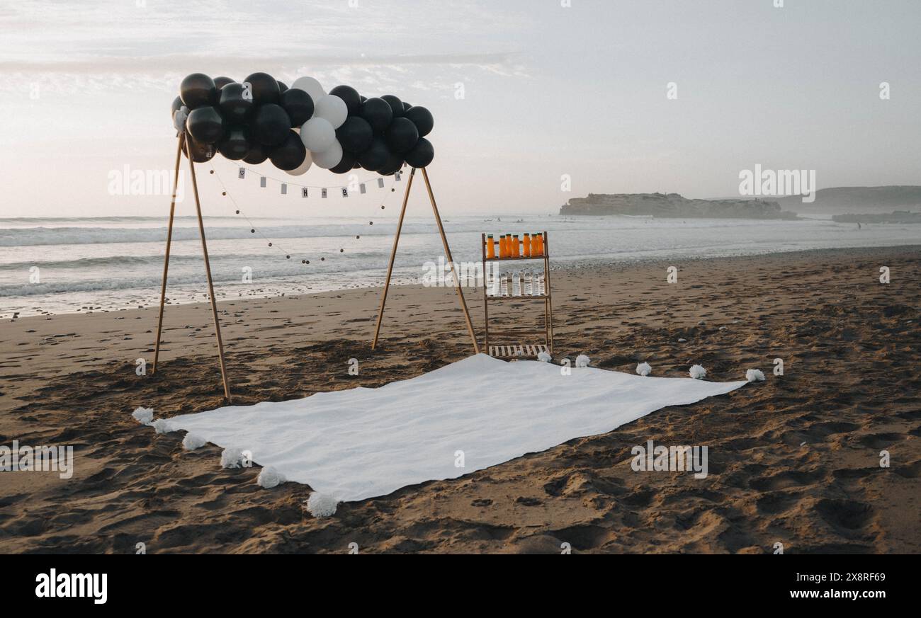 Birthday celebration ceremony on the beach at Tamraght agadir, Morocco ...