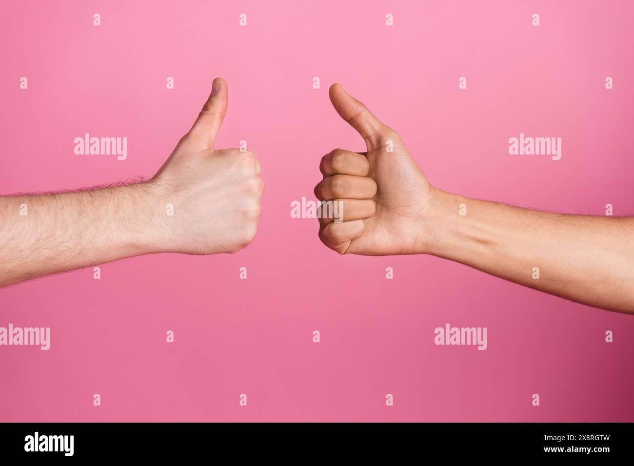 Photo of two people show each other like symbol isolated pastel color ...