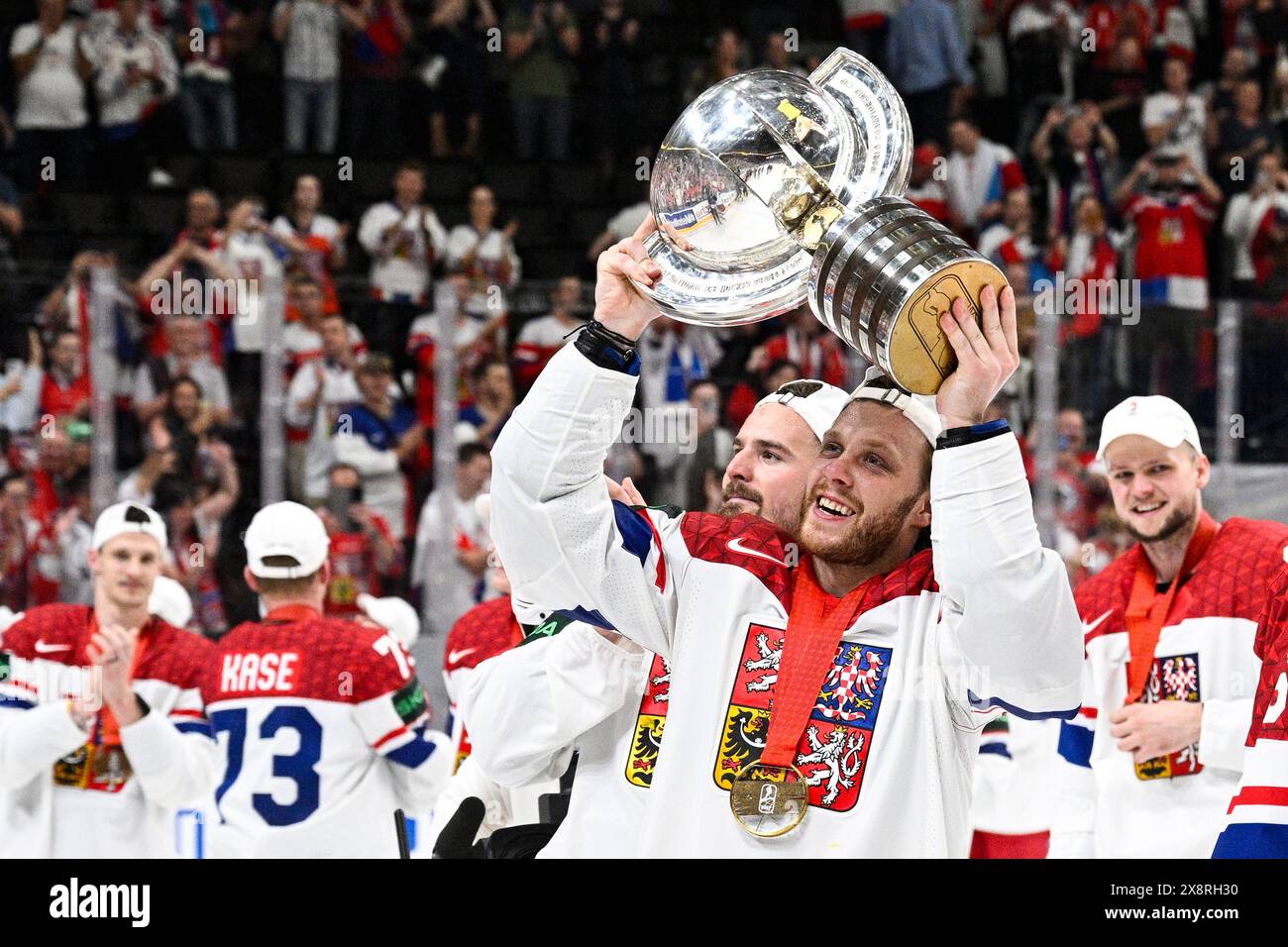 Prague, Czech Republic. 26th May, 2024. David Pastrnak celebrates with ...