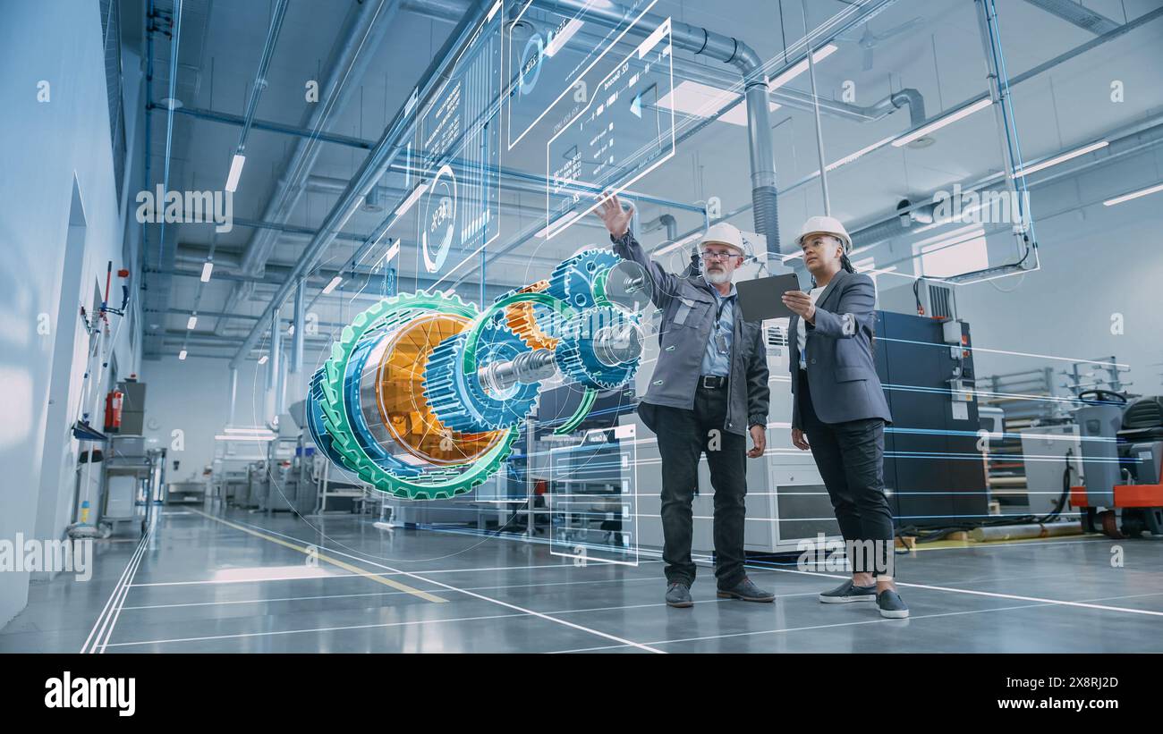 Factory Digitalization: Two Industrial Engineers Use Tablet Computer ...